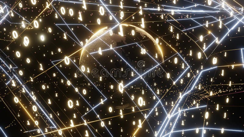 Artistic Infographics Binary Numbers Rotation Tunnel. Technology ...
