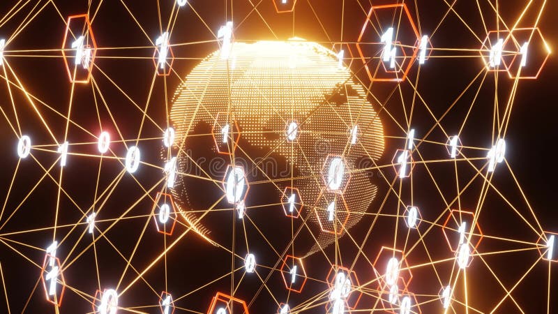 Artistic Infographics Binary Numbers Rotation Tunnel. Technology ...