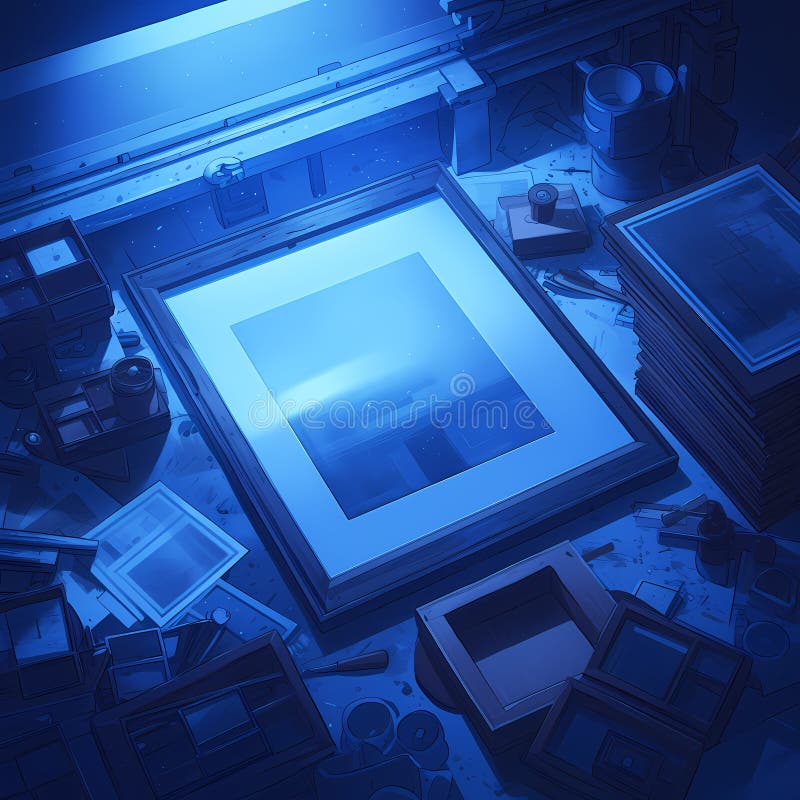 Artistic Inspiration in a Printmaking Studio Stock Illustration ...