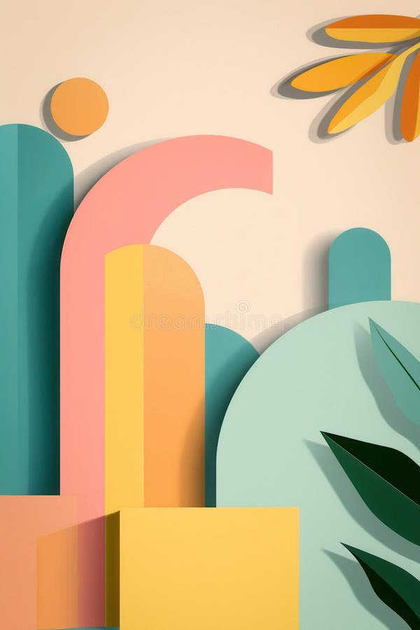 Artistic Integration of Geometric Shapes and Organic Forms Stock Photo ...