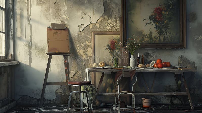 Artistic Interior Still Life with Cheese and Fruits. Generative Ai ...