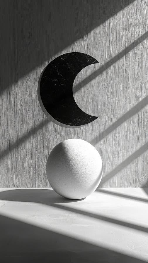 Artistic Interplay of Light and Shadow with a Crescent Moon and ...