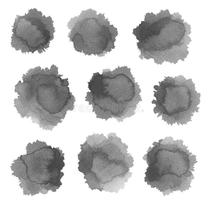 Abstract Black and White Ink Blots. Set of Watercolor Splashes Stock ...