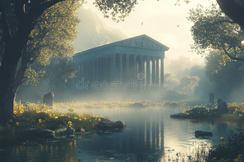 An Artistic Interpretation of the Ancient Salomon Temple Surrounded by ...
