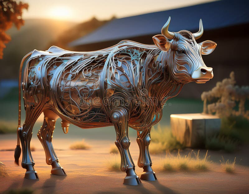 An Artistic Interpretation of a Cow Sculpted Entirely from Recycled ...