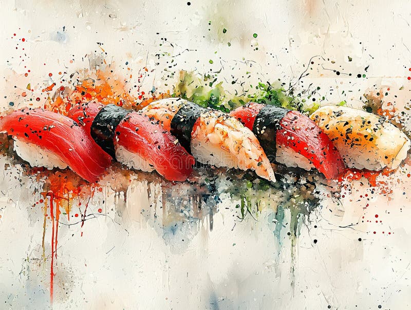 An Artistic Interpretation Focusing on Sushi Served with a Light Color ...