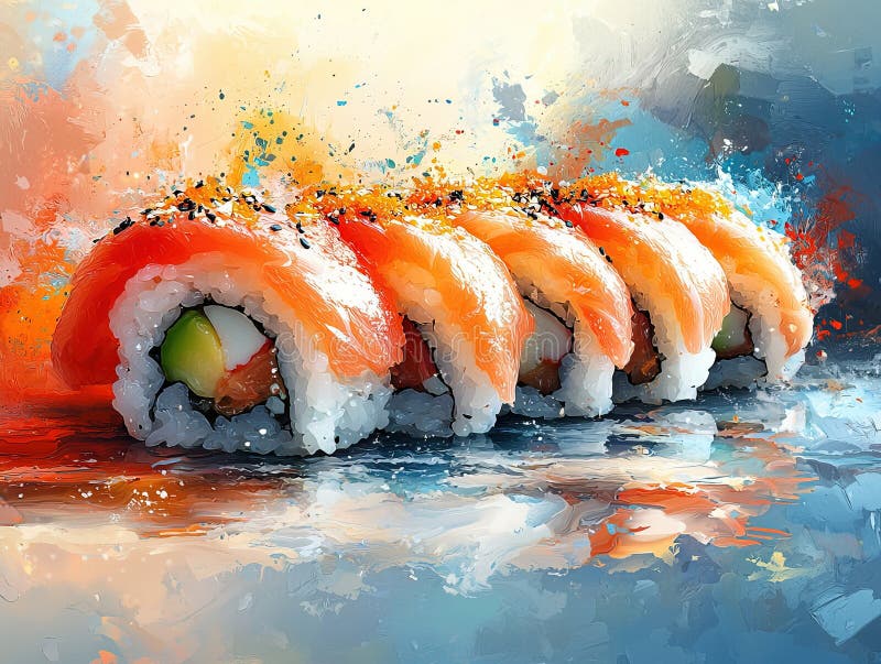 An Artistic Interpretation Focusing on Sushi Served with a Light Color ...