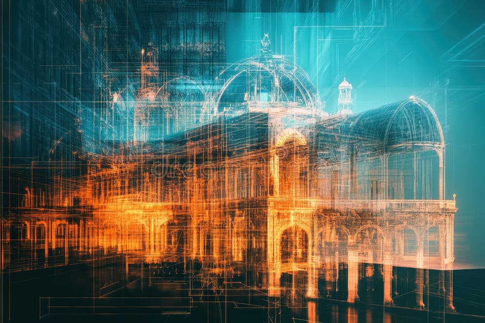 Artistic Interpretation of a Historic Building with Vibrant Light ...