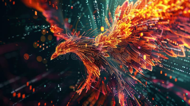 An Artistic Interpretation of a Phoenix Made Up of Numbers and Coding ...