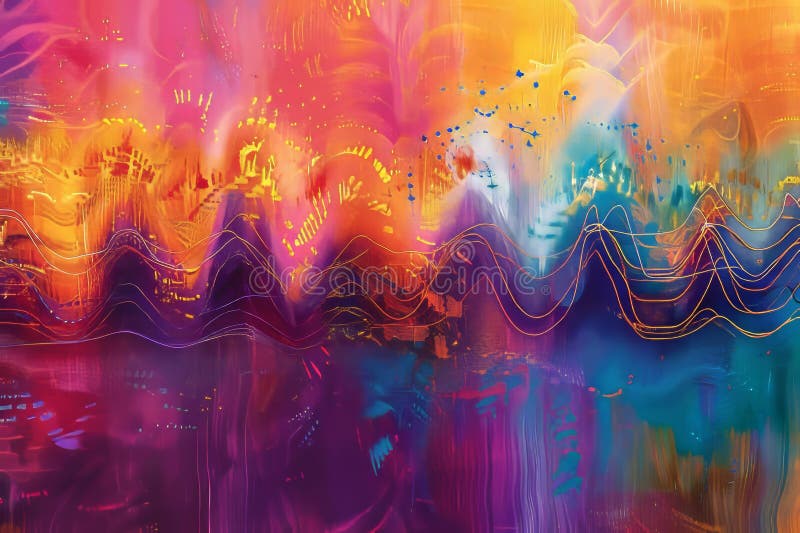 Artistic Interpretation of Sound Wave Patterns in a Colorful Abstract ...