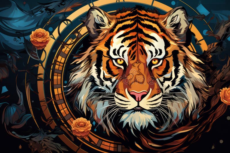 Artistic Interpretation of the Tiger Zodiac Symbol Stock Illustration ...
