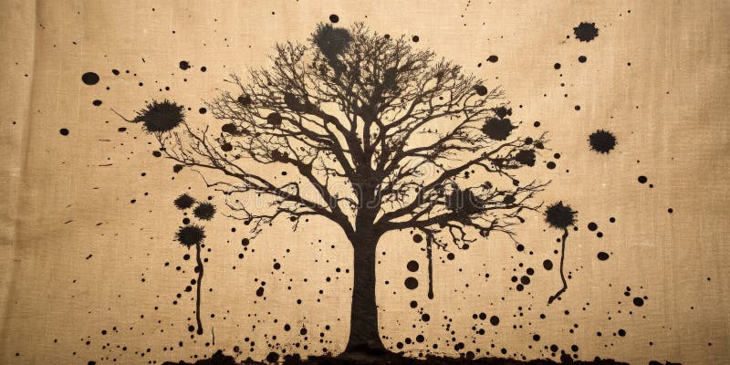 Artistic Interpretation of a Tree with Splashes on a Textured ...