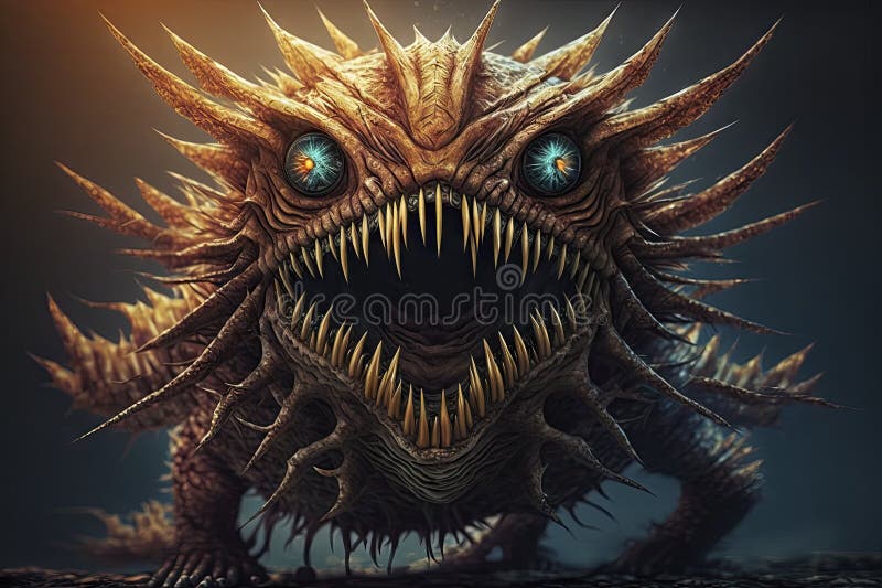 An Artistic and Intricate Depiction of a Fearsome Creature Stock ...