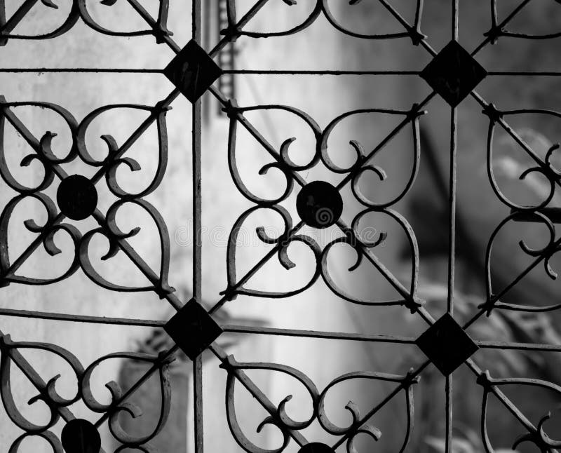 Artistic Iron Window in Black and White View Stock Image - Image of ...