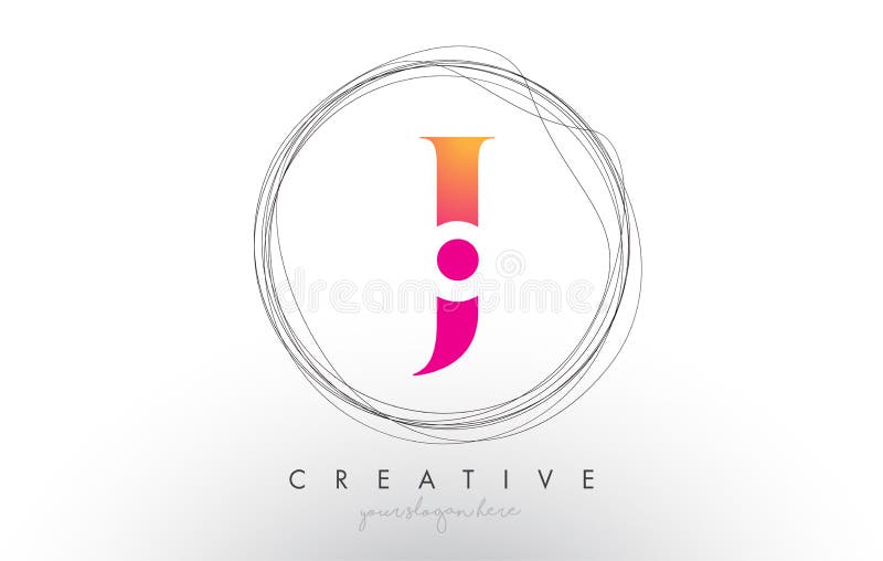Artistic J Letter Logo Design with Creative Circular Wire Frame Around ...