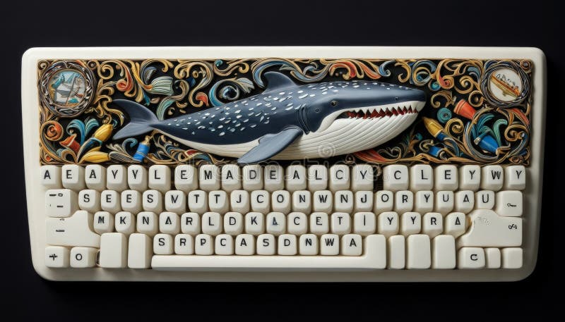 Artistic Keyboard with Whale Illustration Stock Image - Image of custom ...