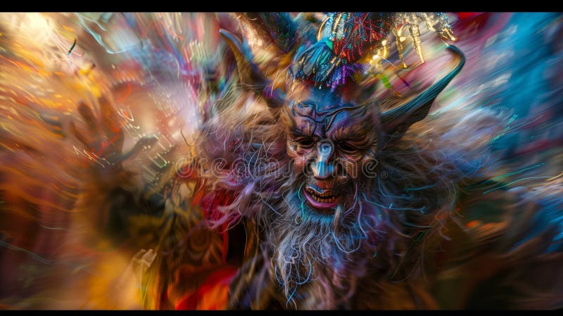 Artistic , Krampus As an Abstract, Fragmented Figure, with Shards of ...