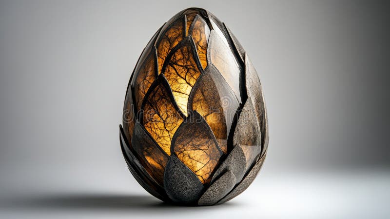 This Artistic Lamp Features a Unique Egg Shape with Intricate Leaf ...
