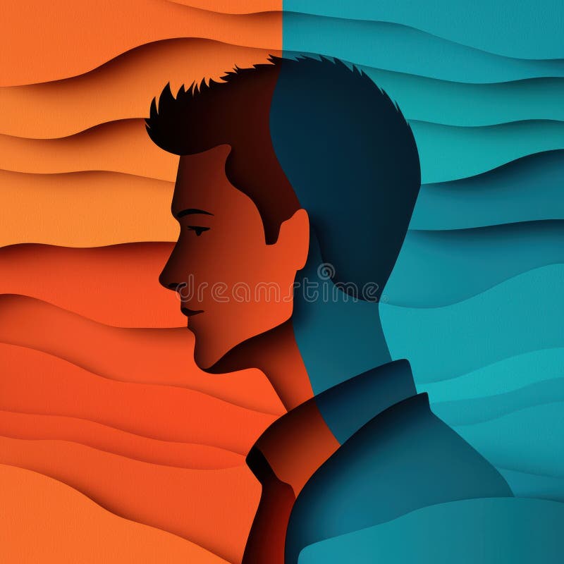 Artistic Layered Silhouette Portrait with Colorful Paper Designs and ...