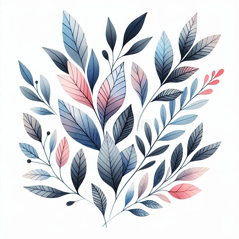 Artistic Leaf Illustration with Pastel Gradient Colors Stock Image ...