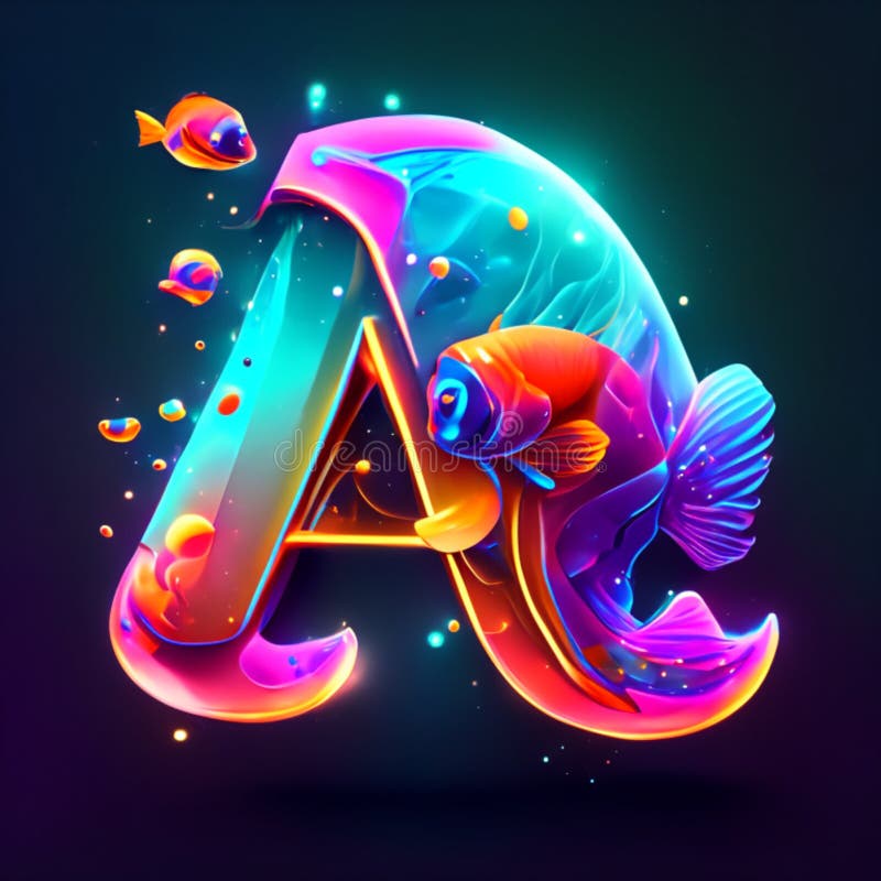 Letter a with Koi Fish. Vector Illustration in Retro Style Stock Vector ...