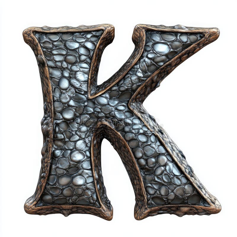 Artistic Letter K Crafted from Textured Stones and Wood Elements Stock ...
