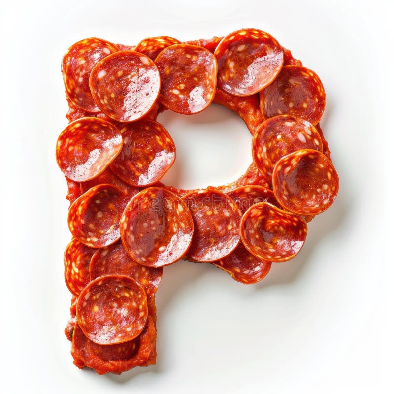 Artistic Letter P Crafted from Delicious Pepperoni Stock Illustration ...
