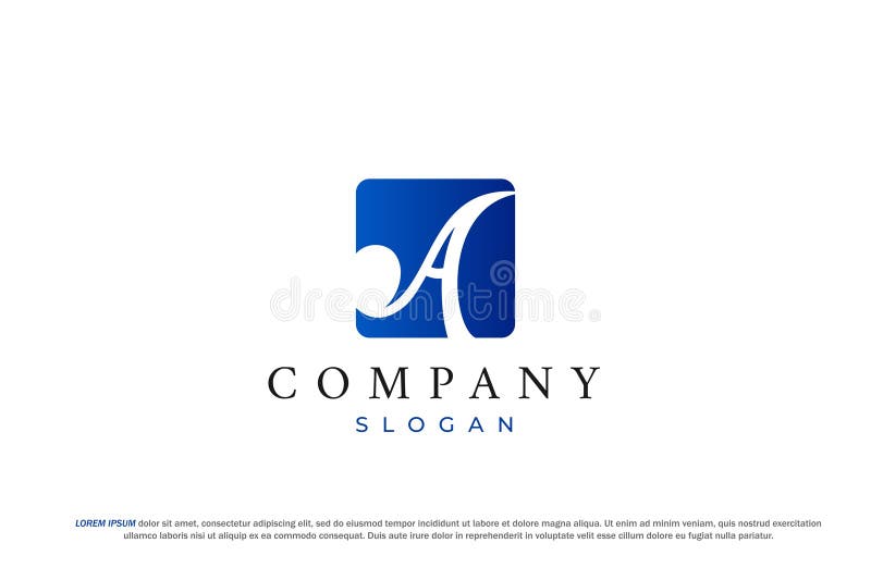 Artistic Letter a Rectangle Logo Blue Stock Photo - Image of text ...