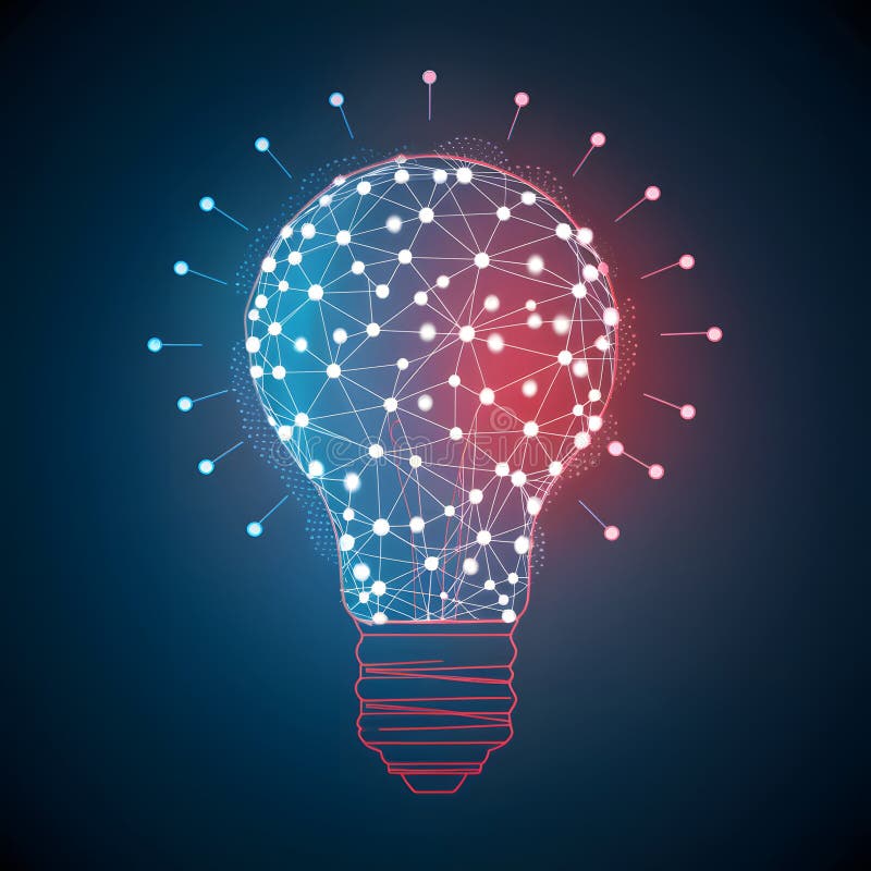 Artistic Light Bulb with Interconnected Dots Emitting Vibrant Colors on ...