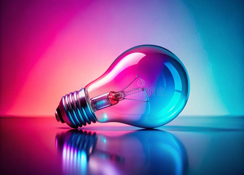 Artistic Lighting Composition a Single Lightbulb Against a Dynamic Pink ...