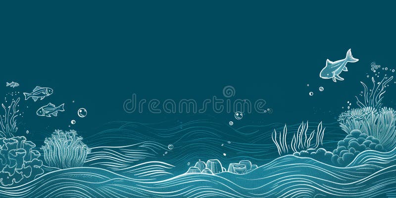 Artistic Line-drawing of Marine Life Highlighting Earth Day Stock ...