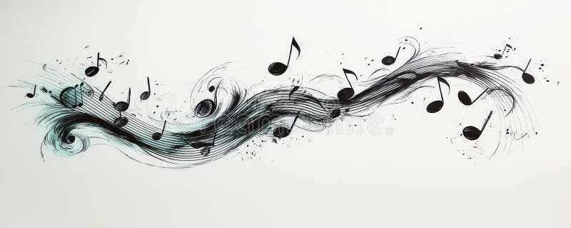 Artistic Line Drawing of Musical Notes Forming a Flowing Tattoo Design ...