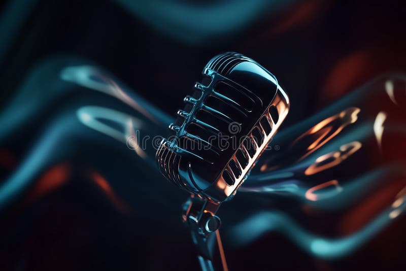 Artistic Logo Design Featuring a Sleek Microphone with Dynamic Sound ...