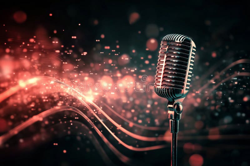Artistic Logo Design Featuring a Sleek Microphone Surrounded by Vibrant ...