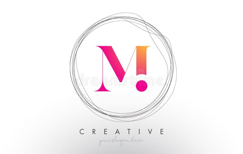 Artistic M Letter Logo Design with Creative Circular Wire Frame Around ...