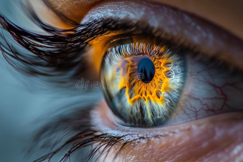 Artistic Macro Shot of an Eye with a Golden Iris, Reflecting the ...