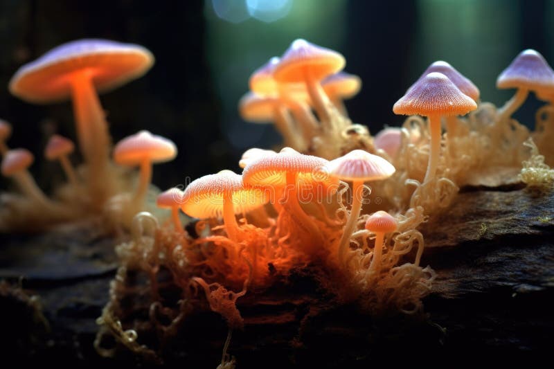 Artistic Macro Shot of Intricate Glowing Fungi Patterns Stock ...