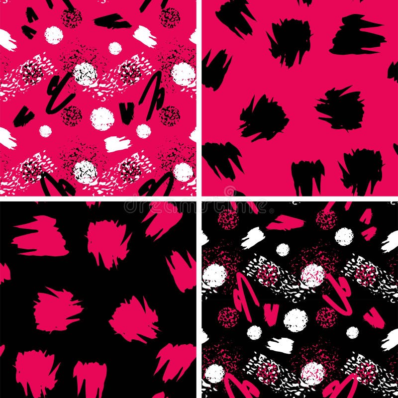 Artistic Magenta Abstract Pattern Set. Stock Vector - Illustration of ...