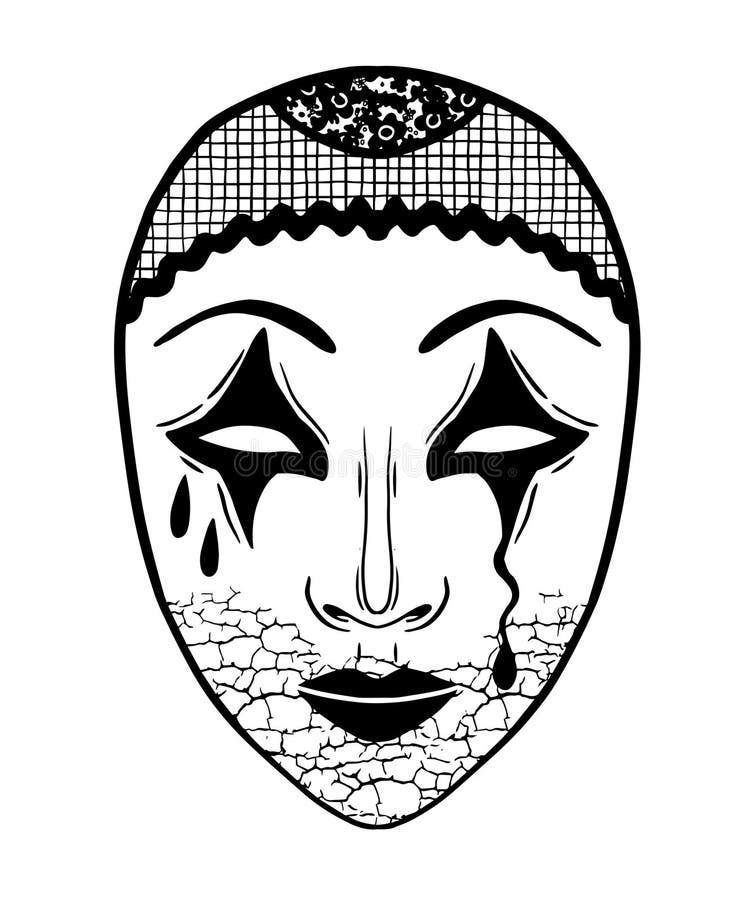 An Artistic Mask Design with a Tearful Expression and Cracked Surface ...