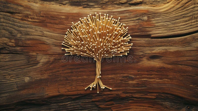 Artistic Matchstick Tree on Textured Wooden Background Stock Photo ...