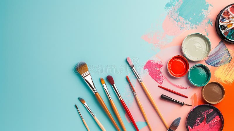 Artistic Materials Studio Shoot Solid Background Stock Image - Image of ...