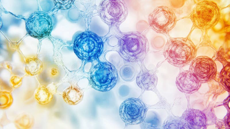 Artistic Microscopic Illustration of Schwann Cell Structures in Color ...