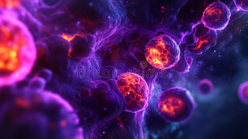 Artistic Microscopic View of Kupffer Cells in Vibrant Colors Stock ...