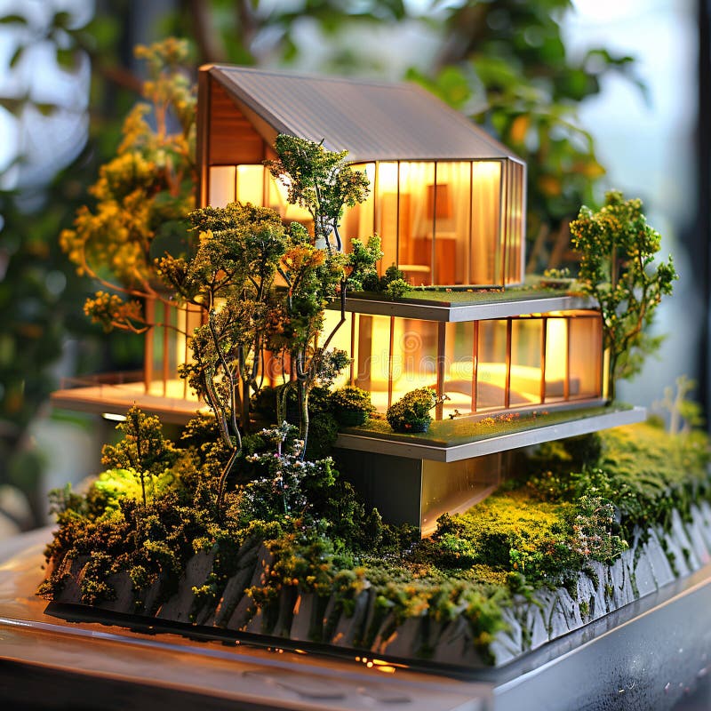 Artistic Miniaturized Version of an Environmentally Friendly House ...