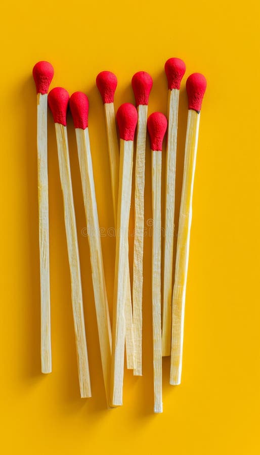 Artistic Minimalism Matches Arranged on a Bright Yellow Background ...