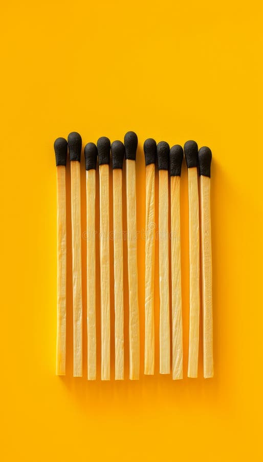 Artistic Minimalist Design Featuring Matches on a Bright Yellow ...