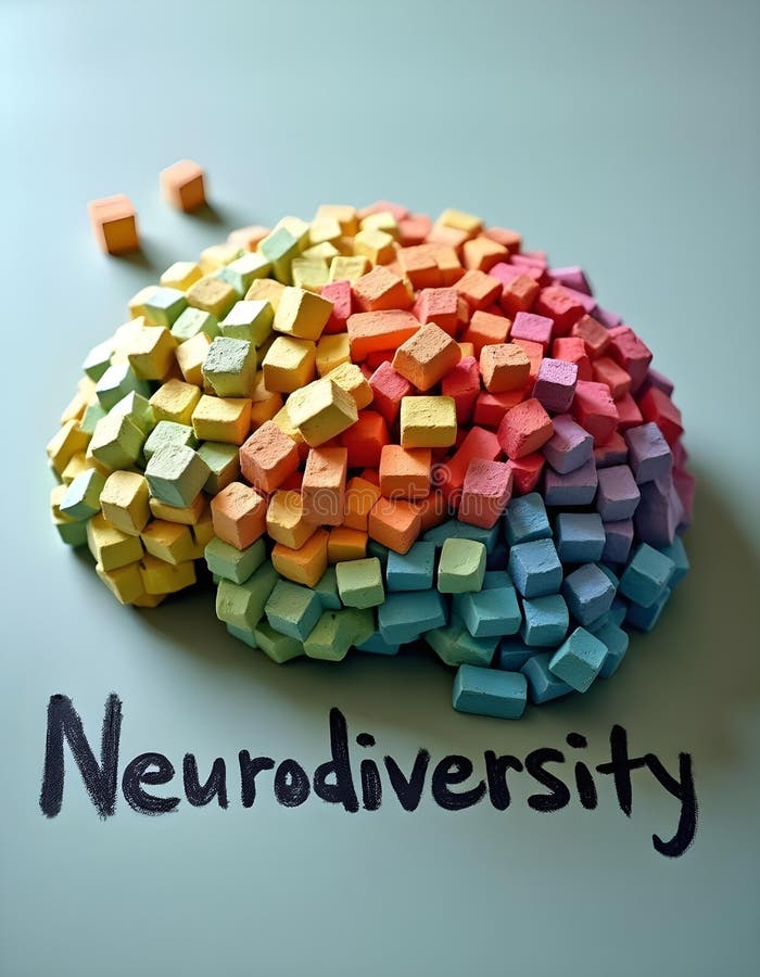Artistic Model of a Brain Made from Colorful Clay Cubes Arranged in a ...