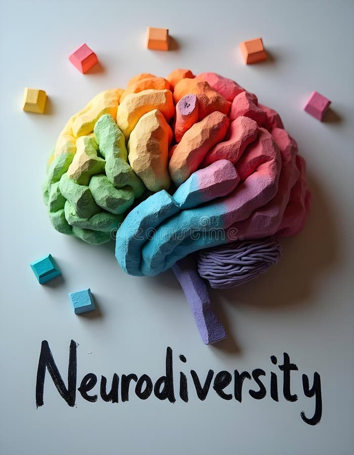 Artistic Model of a Brain Made from Colorful Clay Cubes Arranged in a ...