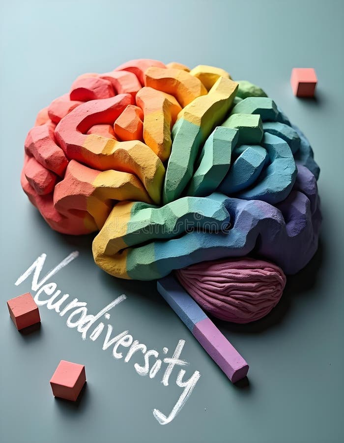 Artistic Model of a Brain Made from Colorful Clay Cubes Arranged in a ...