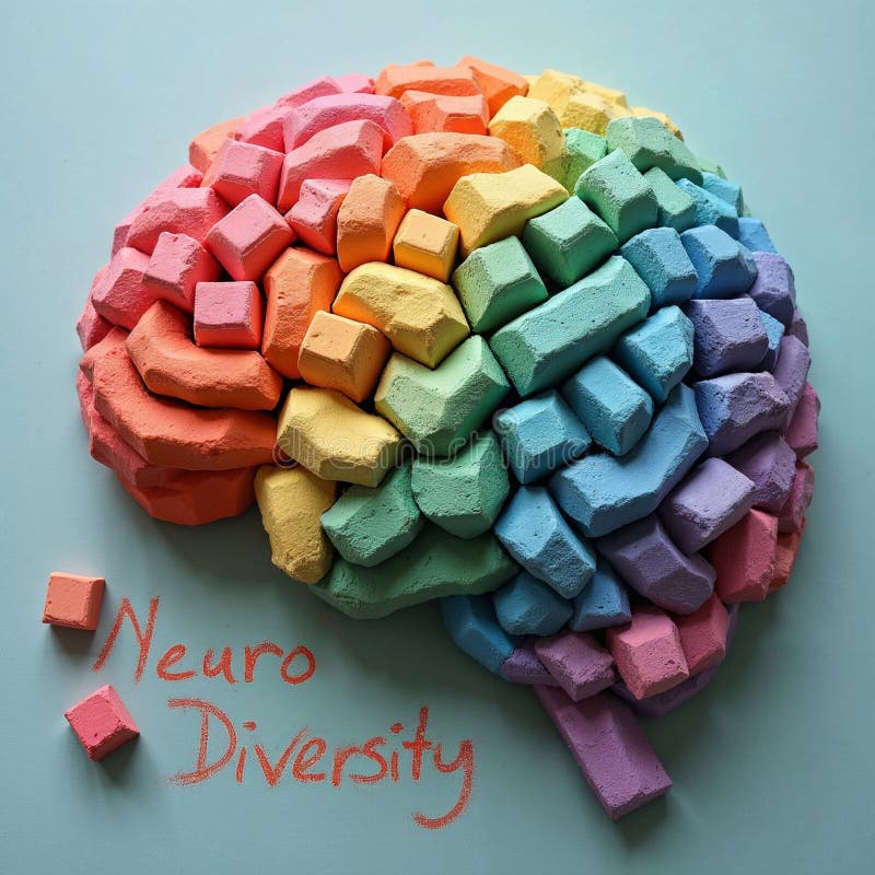 Artistic Model of a Brain Made from Colorful Clay Cubes Arranged in a ...
